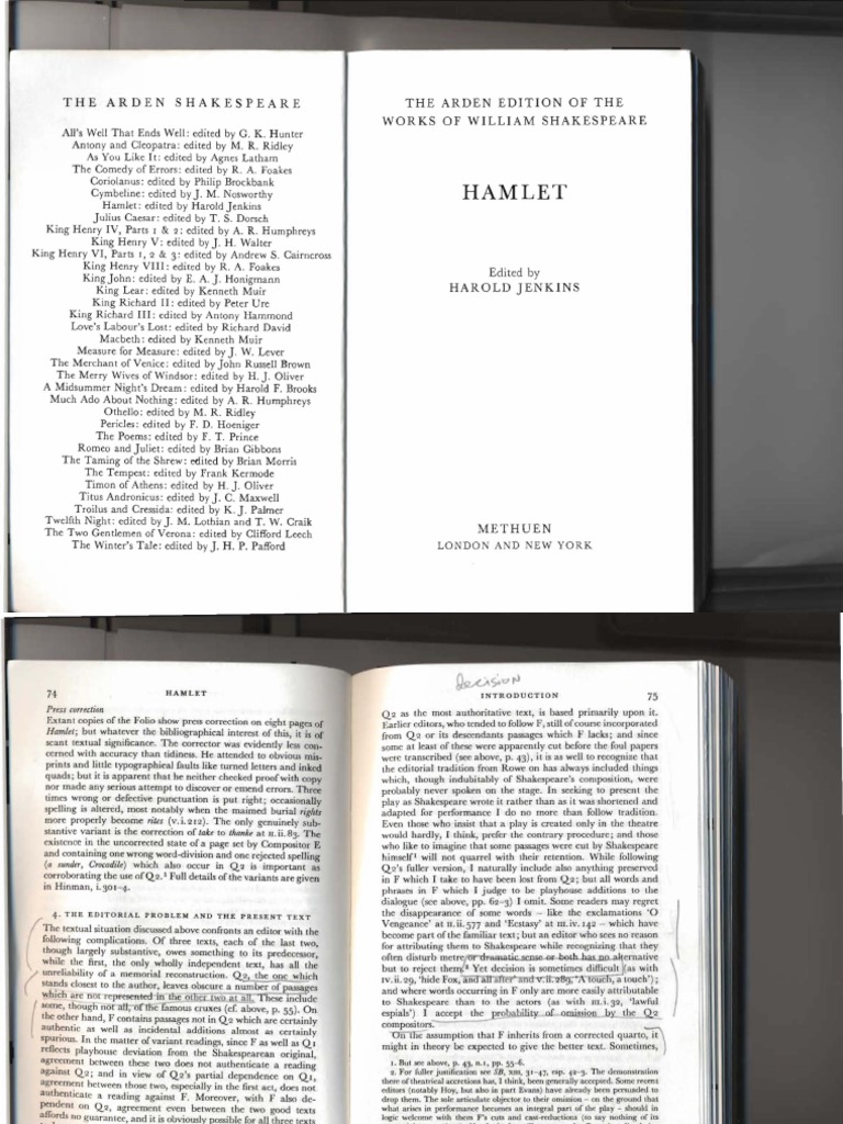 The Arden Hamlet Harold Jenkins | PDF