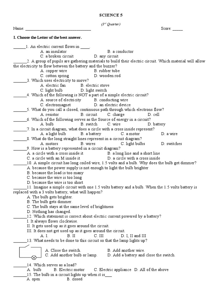 Science5 ST3 Q3 | Download Free PDF | Electricity | Electric Current