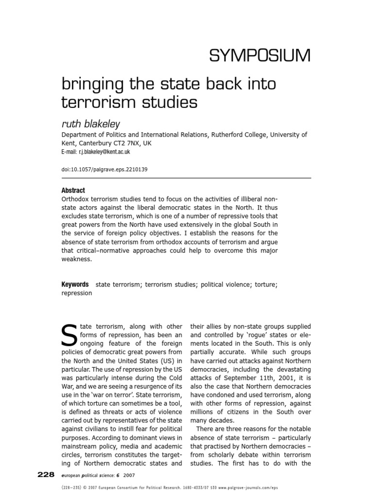 Reassessing State Terrorism in Studies | PDF | Democracy | Political ...
