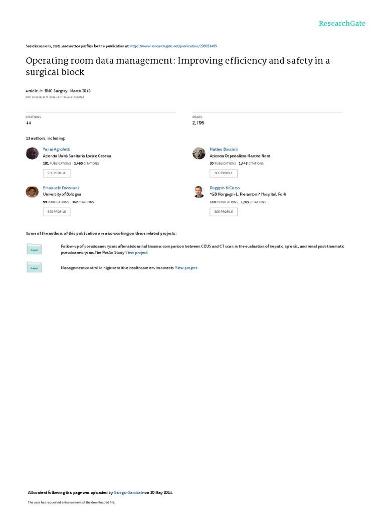 Operating Room Data Management: Improving Efficiency and Safety in A ...