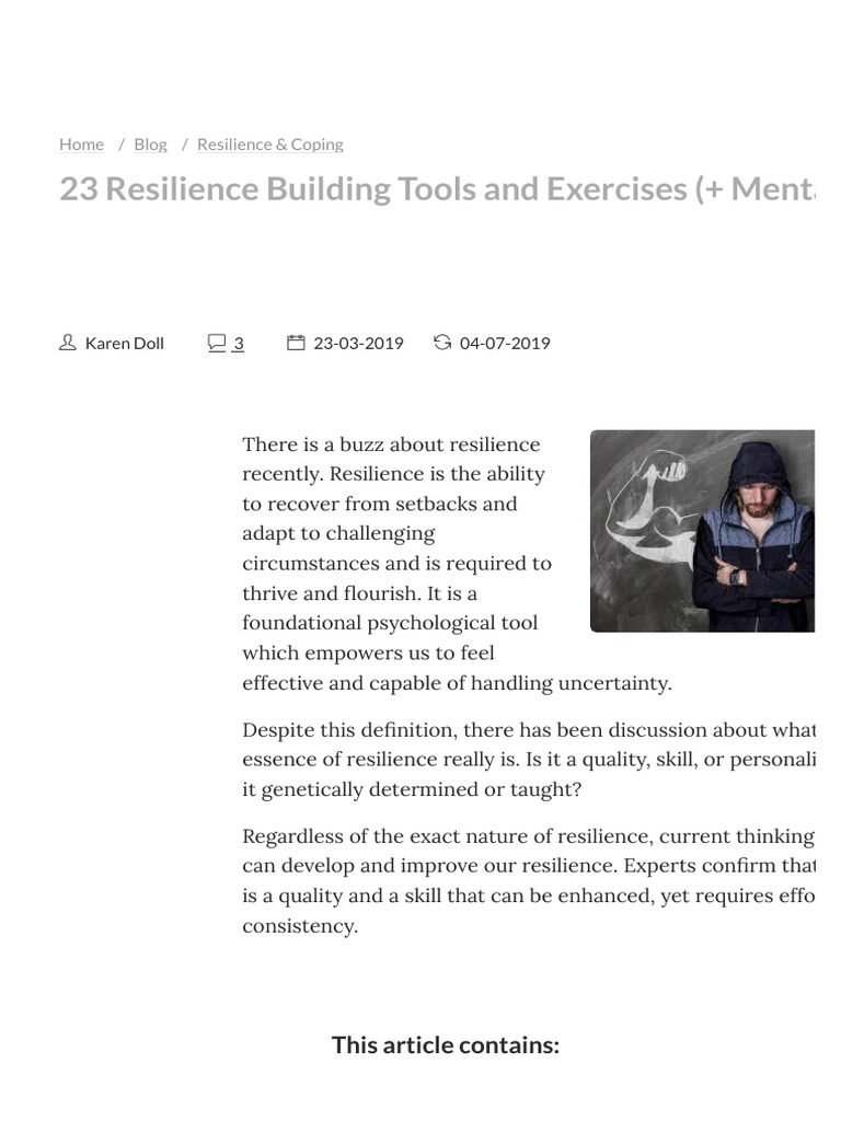 Resilience Building Activities for Adults | PDF | Psychological ...