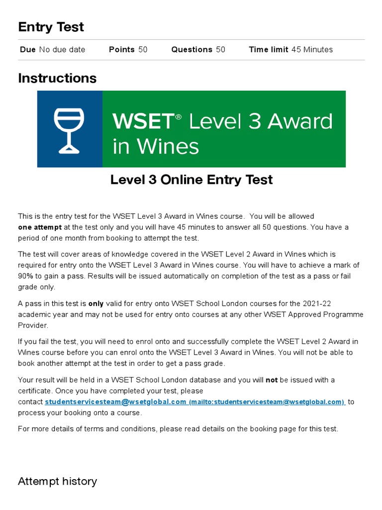 WSET Level 3 Entry Test Details | PDF | Phenolic Content In Wine ...