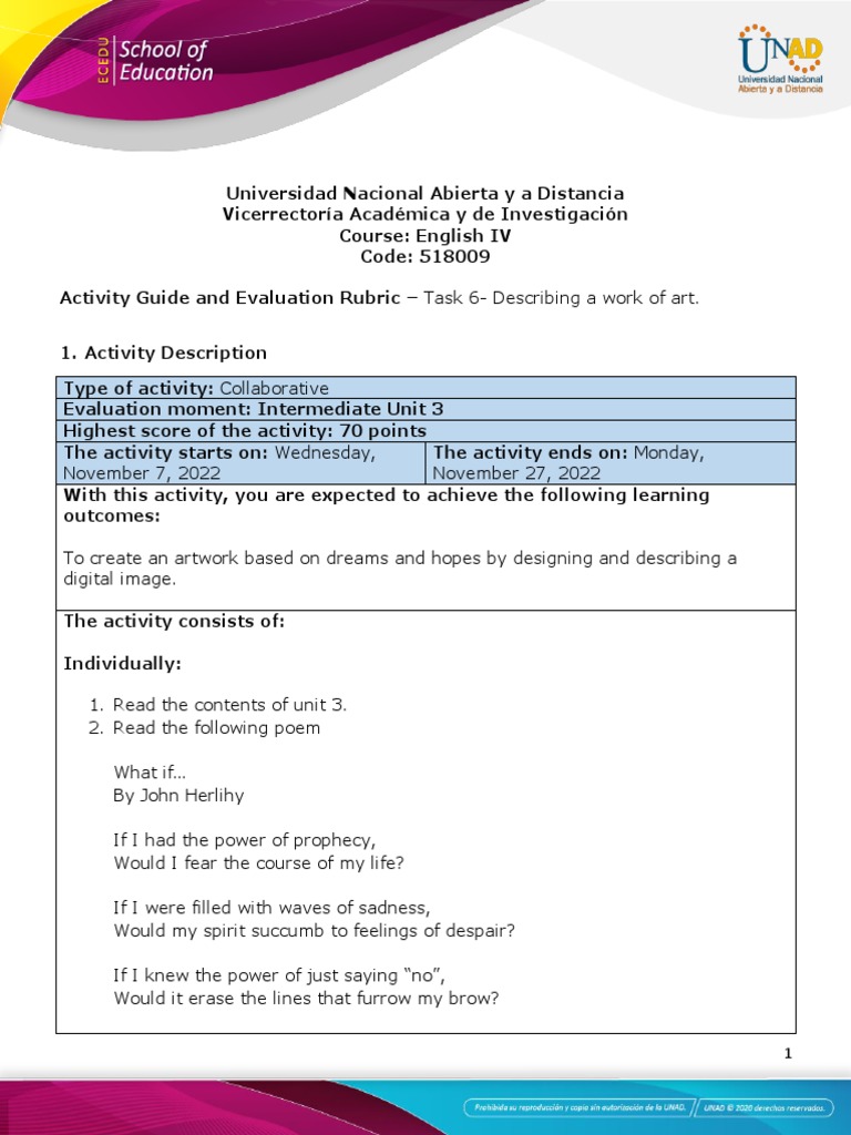 Activities Guide and Evaluation Rubric - Unit 3 - Task 6 - Describing A ... Activities Guide and Evaluation Rubric - Unit 3 - Task 6 - Describing A ...