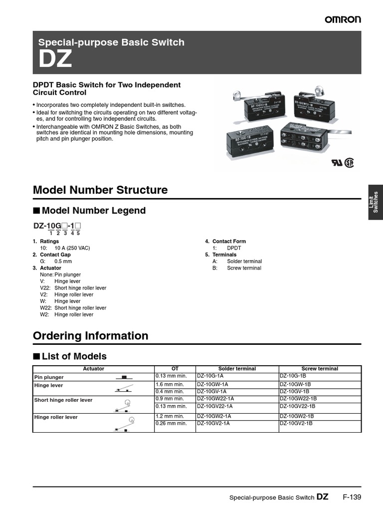 b060 DZ Special-Purpose Basic Switch Datasheet en | PDF | Switch ...