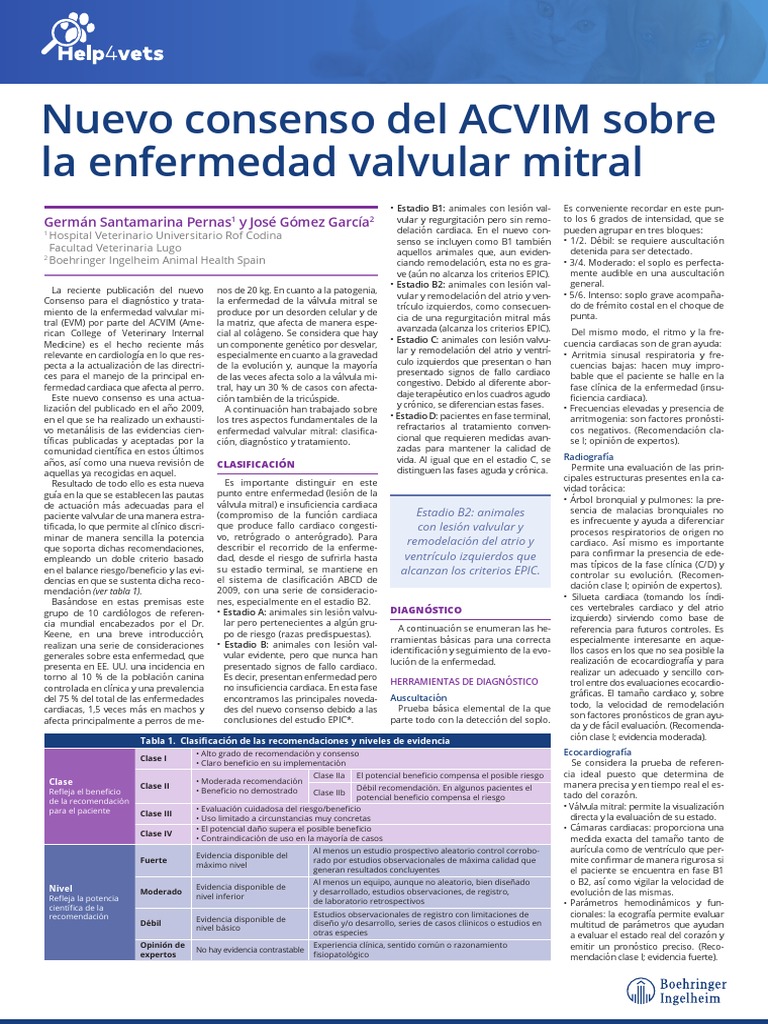 Consenso de ACVIM Sobre El Manejo de La Enfermedad Valvular Mitral Canina | PDF | Insuficiencia ...