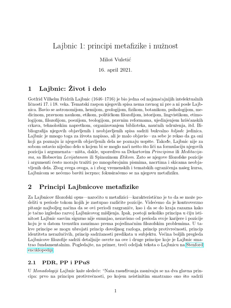 2b 2021 #7 Lajbnic 1 - Beleške | PDF