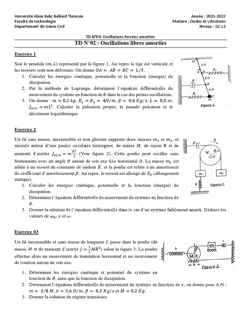 Oscillations Amorties en Génie Civil | PDF | Masse | Condensateur
