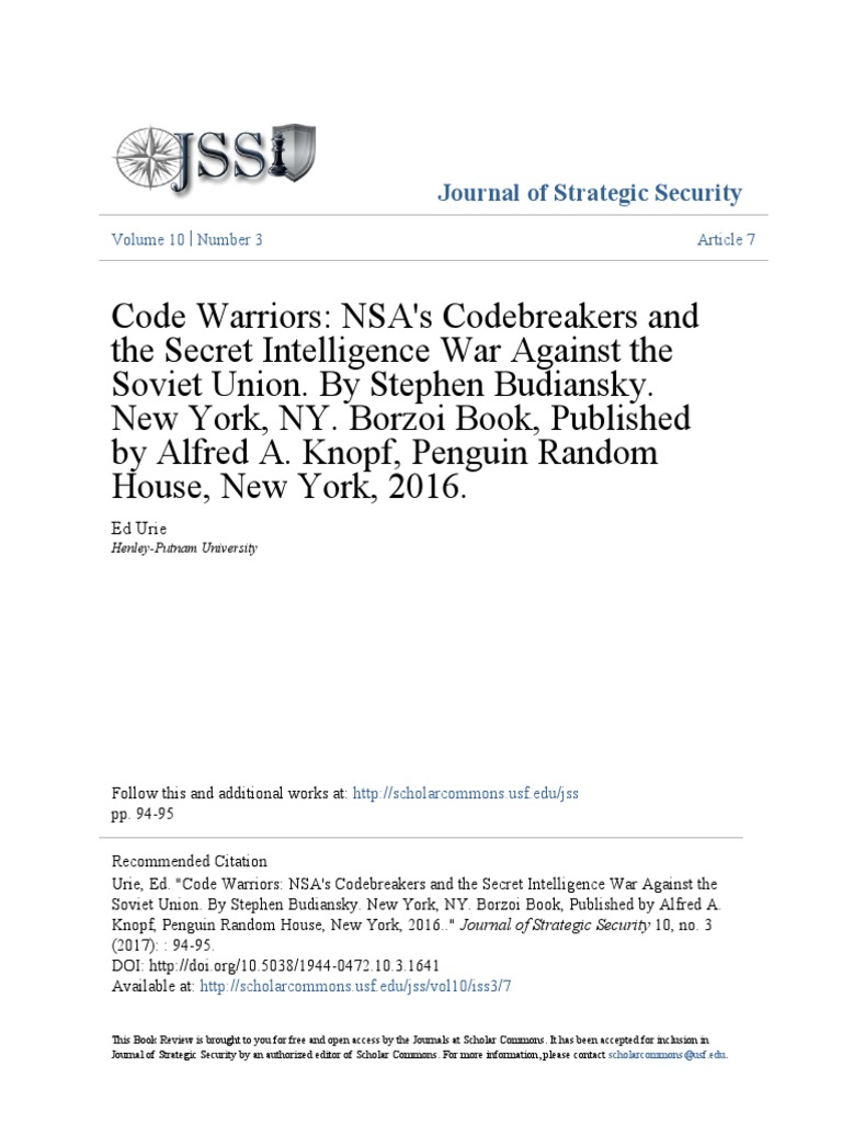 Code Warriors NSAs Codebreakers and The Secret in | PDF | National Security Agency | Classified ...