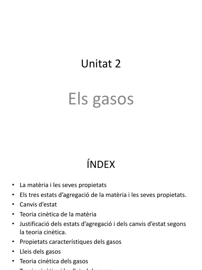 Temari Unitat 2 Els Gasos | PDF