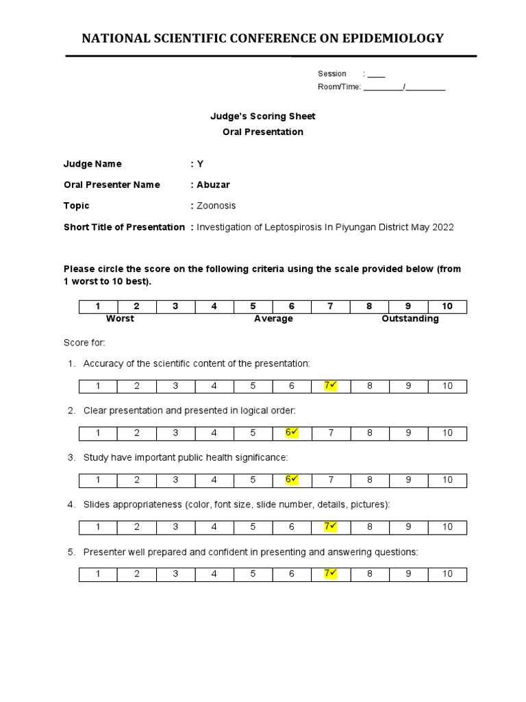 Judge's Scoring Sheet Oral 1 | PDF