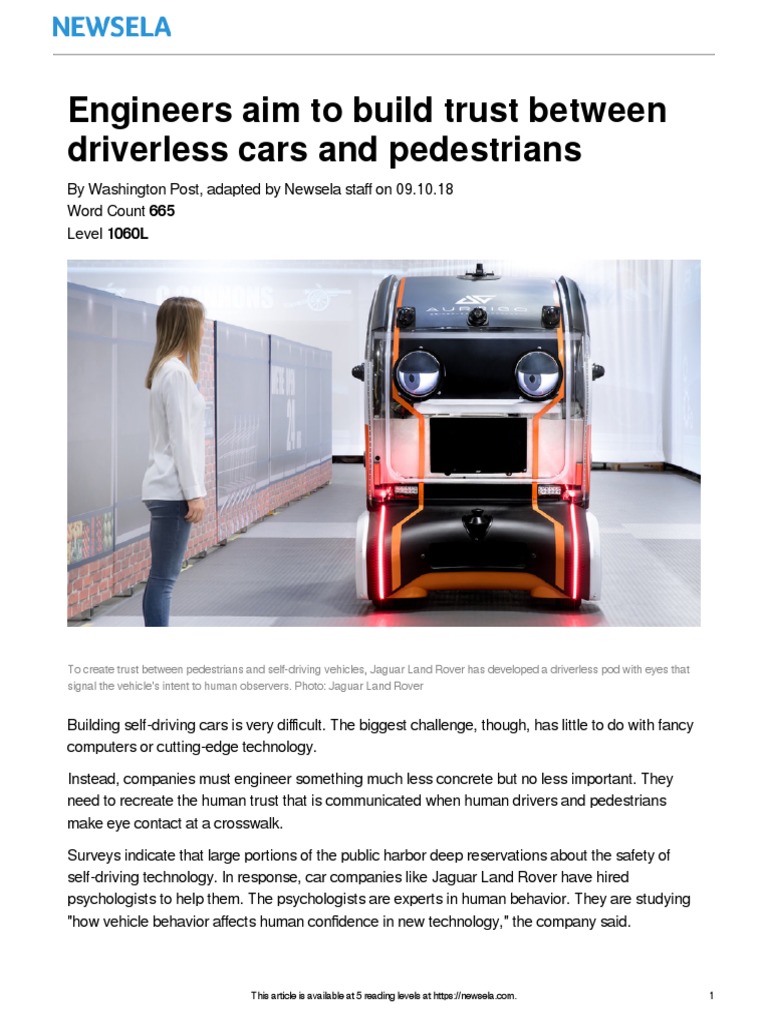 Self Driving Cars Eyes 45768 Article and Quiz | PDF | American ...