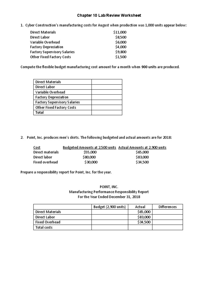 Chapter 10 Lab Review Worksheet Pdf Return On Investment Accounting 9973
