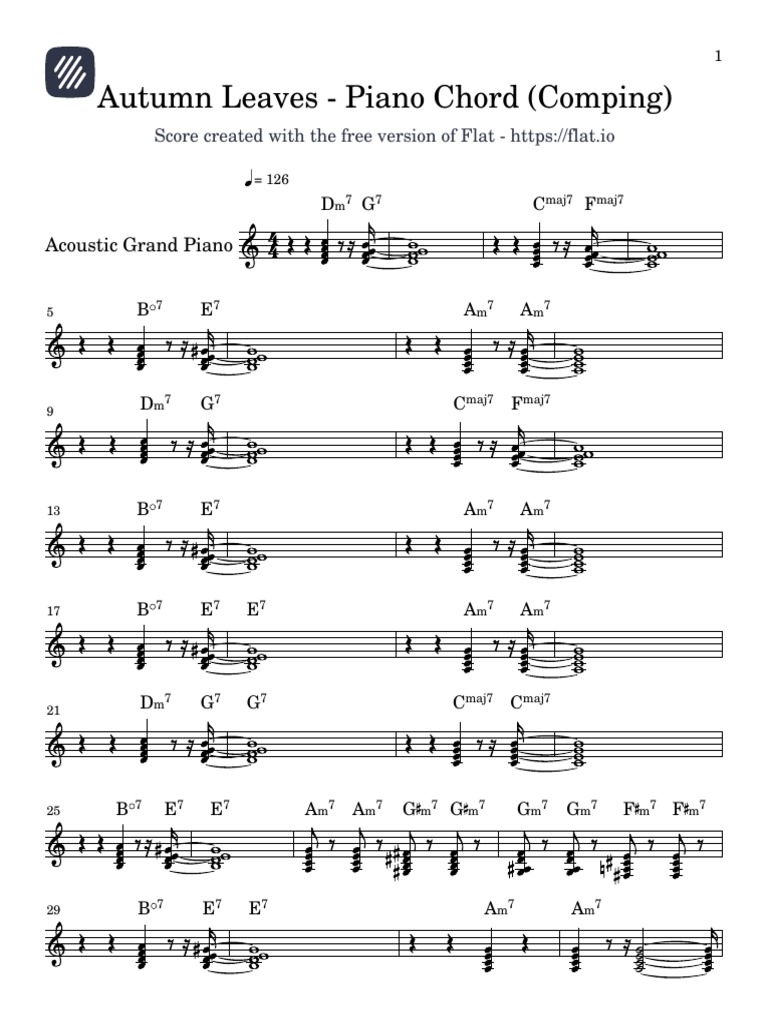 Autumn Leaves - Piano Chord (Comping) | PDF
