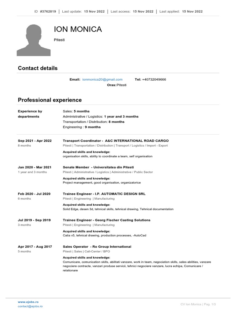 CV Ion Monica en | PDF | Business