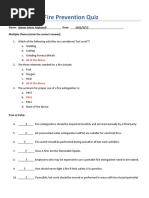 Safety Quiz - Fire Prevention Answer Key-1 | PDF | Science & Mathematics