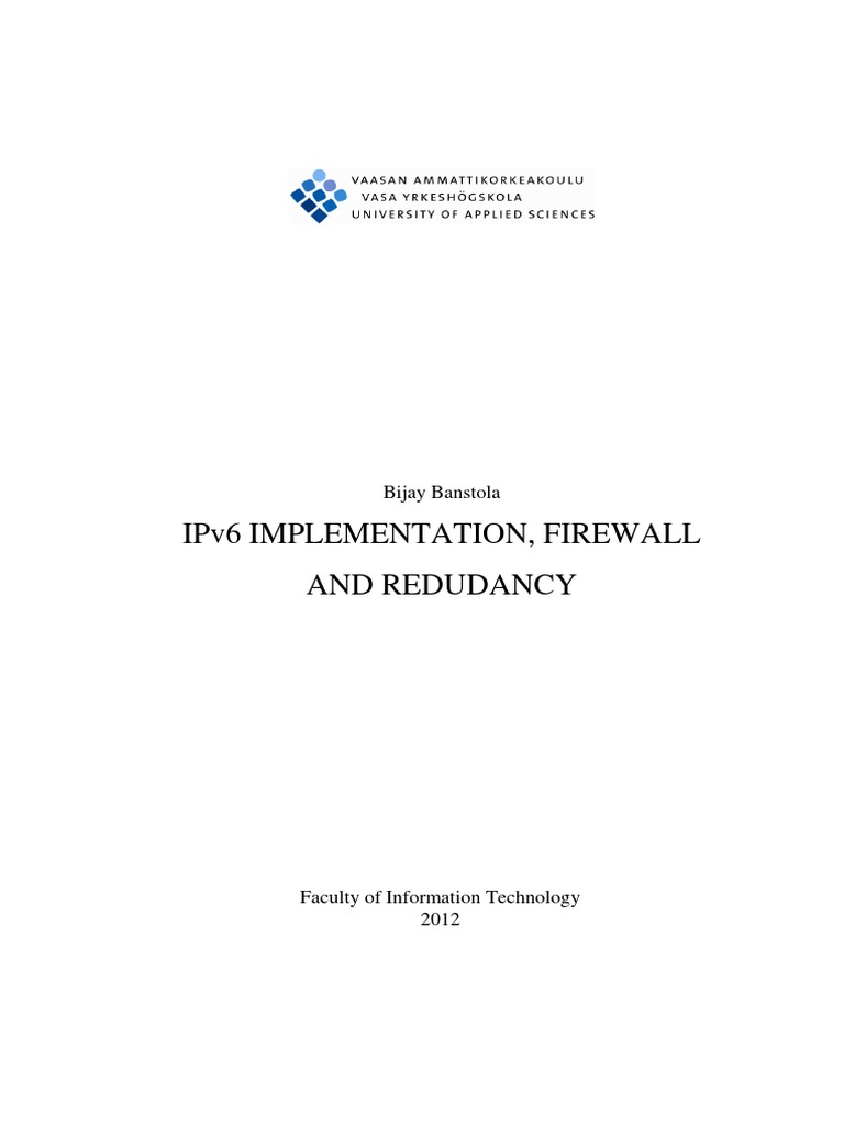 IPv6 Implementation, Firewall and Redundancy | PDF | I Pv6 | Internet Standards