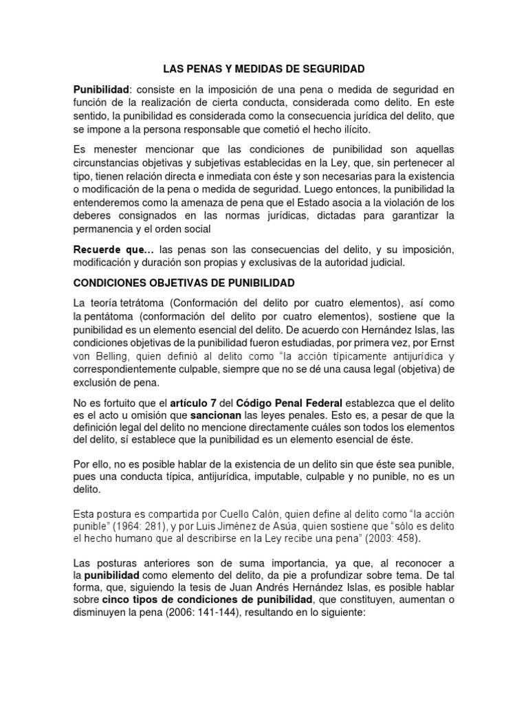 Las Penas Y Medidas De Seguridad Pdf Derecho Penal Castigos 9886