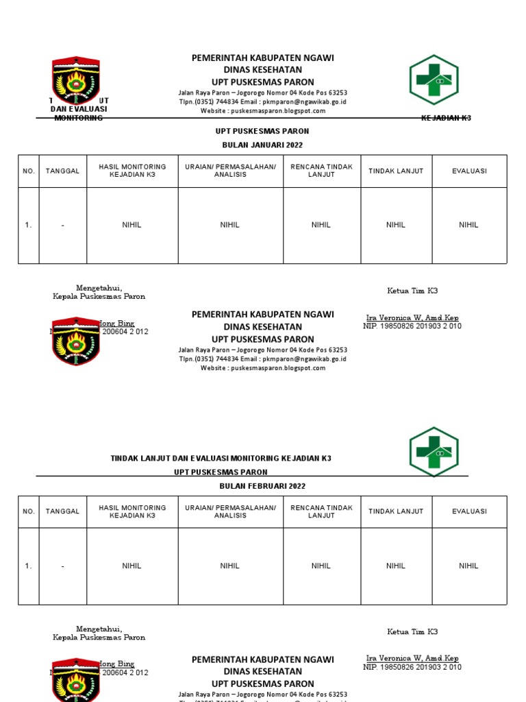 Lembar Monitoring k3 | PDF