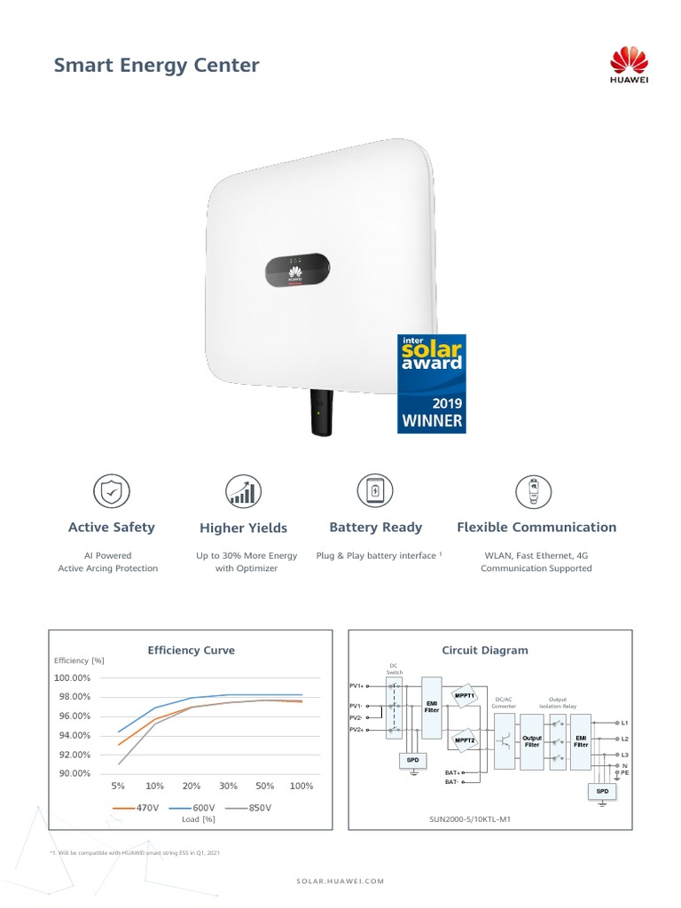 Huawei SUN2000 Inverter Specs | PDF | Alternating Current | Electrical Components