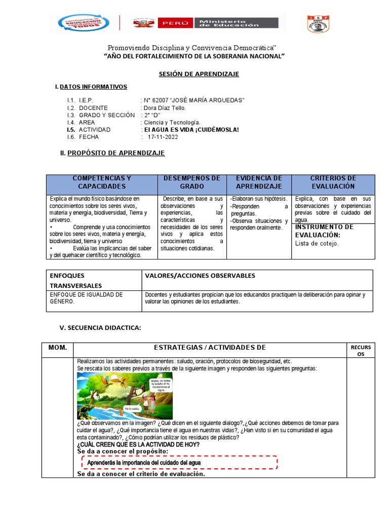 El AGUA ES VIDA ¡CUIDÉMOSLA! | PDF | Evaluación | Agua