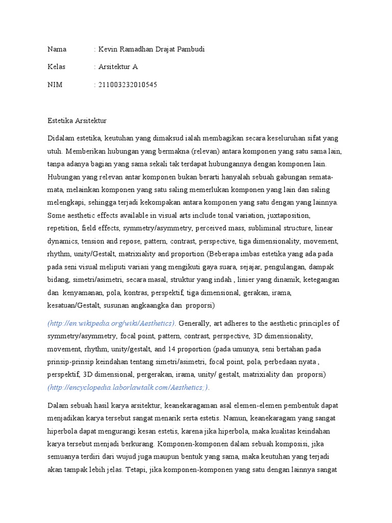 Faktor Estetika dalam Arsitektur | PDF