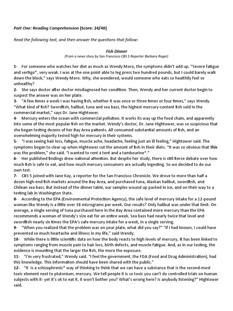 Nutrition Grade 10 | PDF | Essays | Mercury (Element)