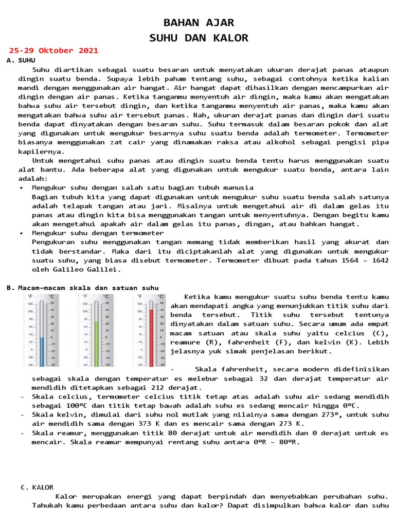 Materi Suhu dan Kalor untuk Siswa | PDF