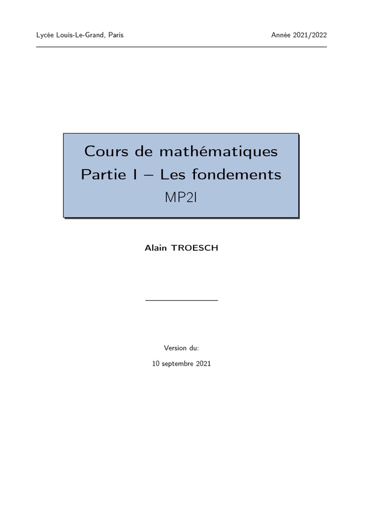 Cours de Maths MP2I Lycée Louis-Le-Grand | PDF | Preuve mathématique | Mathématiques