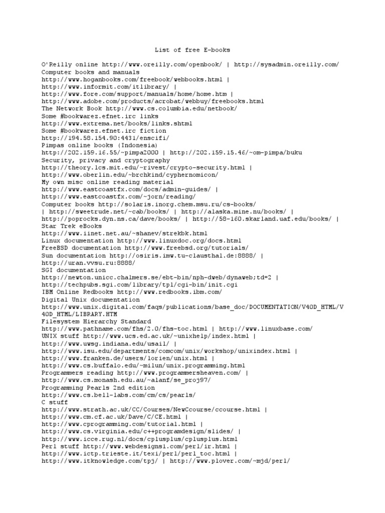 Free E-Books Resource List | PDF | Books | Software Engineering