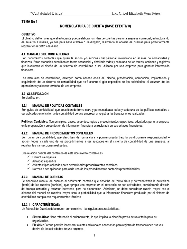 Tema No 4 Nomenclatura de Cuentas-2 | PDF | Contabilidad | Devengo