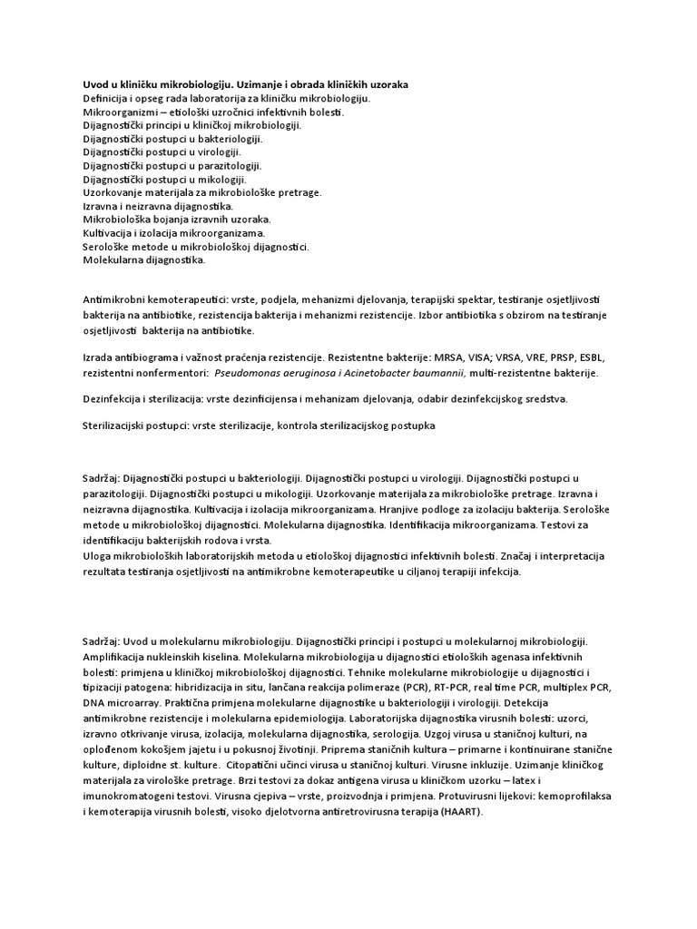 Uvod U Kliničku Mikrobiologiju | PDF