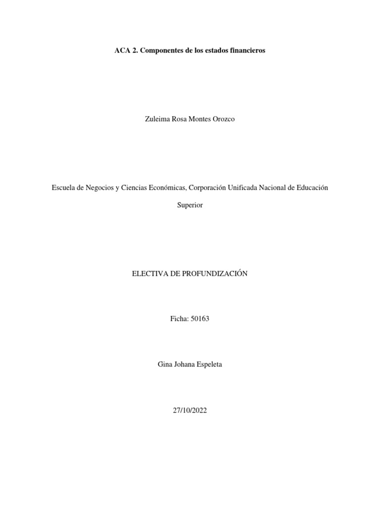 Aca2 Electiva | PDF | Contabilidad | Estado financiero