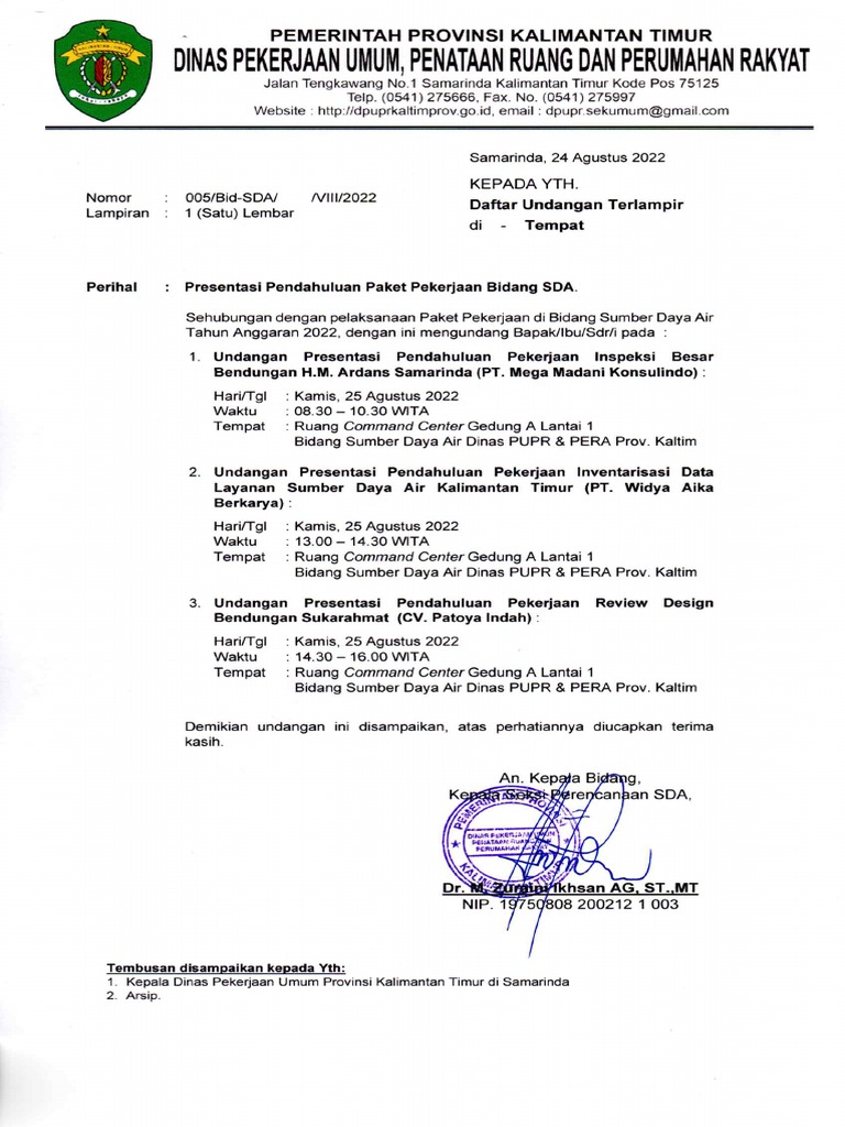 Undangan Presentasi Pendahuluan | PDF