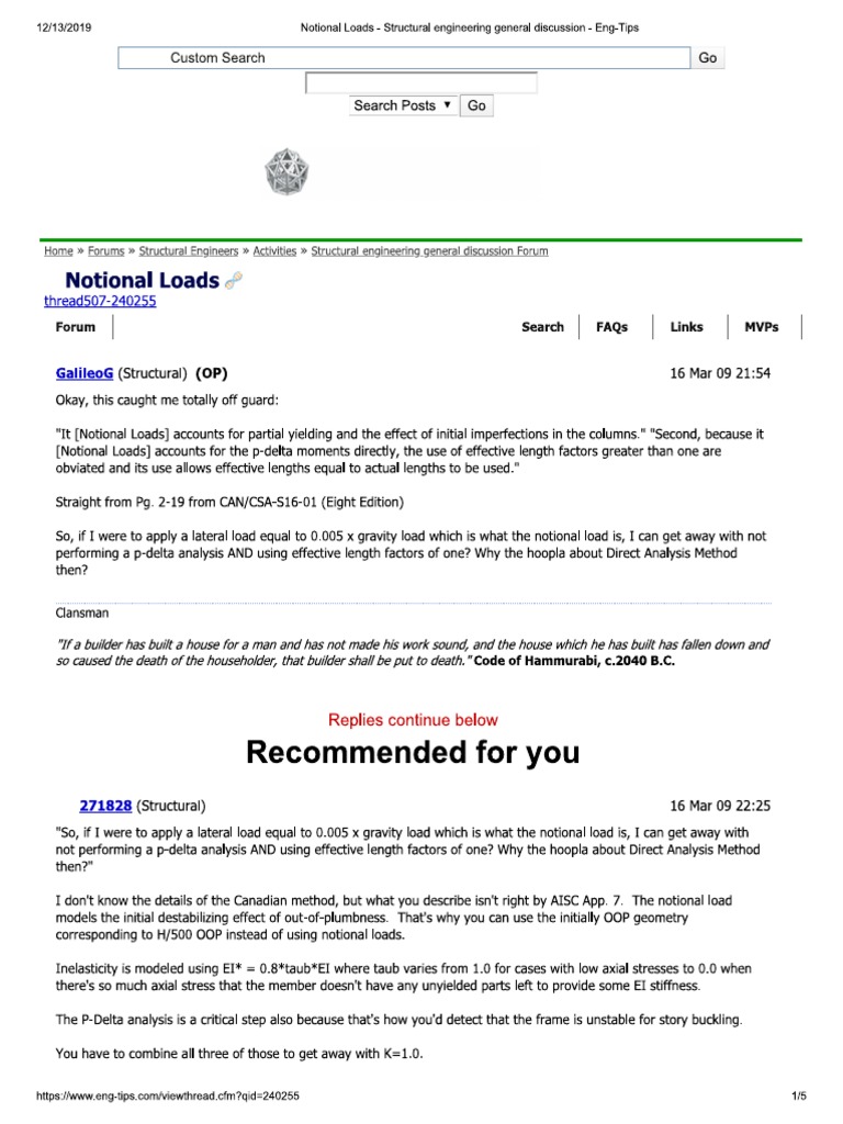 Notional Loads - Structural Engineering General Discussion - Eng-Tips | PDF Notional Loads - Structural Engineering General Discussion - Eng-Tips | PDF