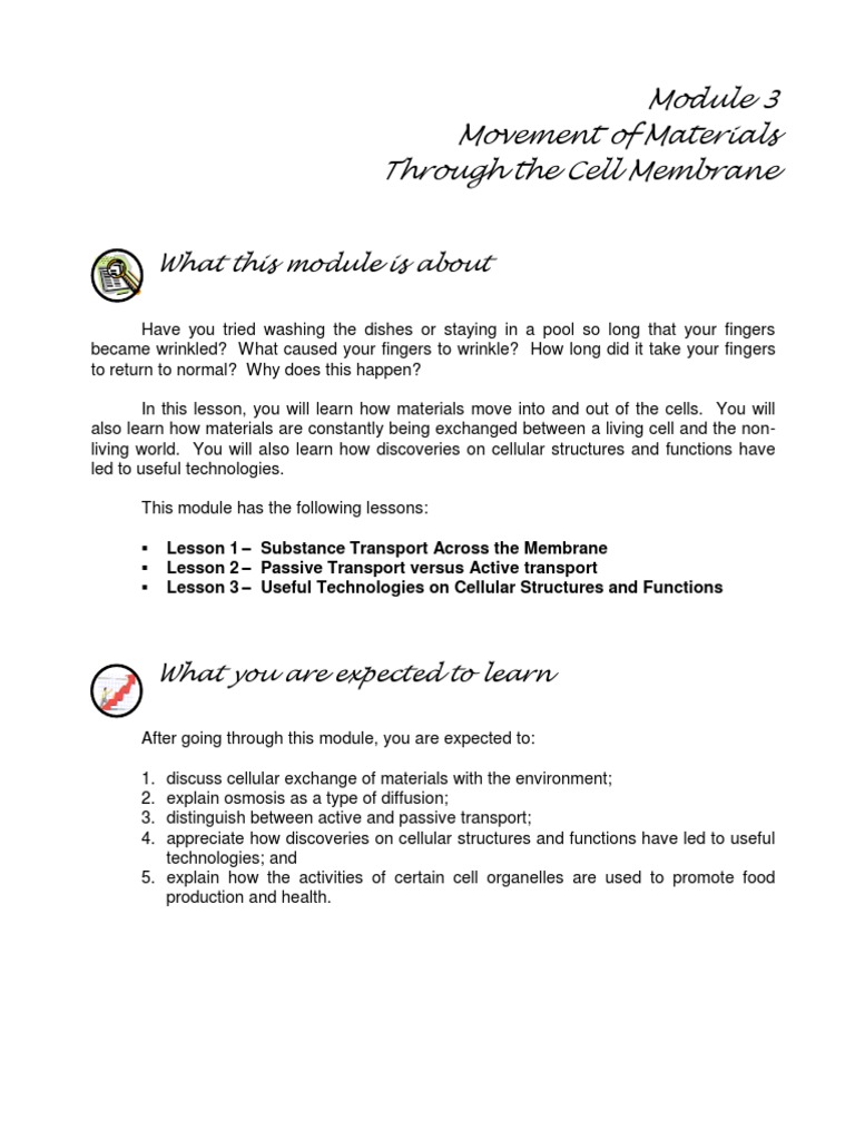 Cell Membrane Material Movement | PDF | Osmosis | Genetically Modified ...