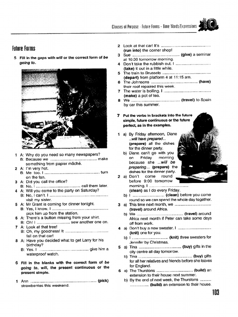 Test On Future Tenses 1ST Year | PDF