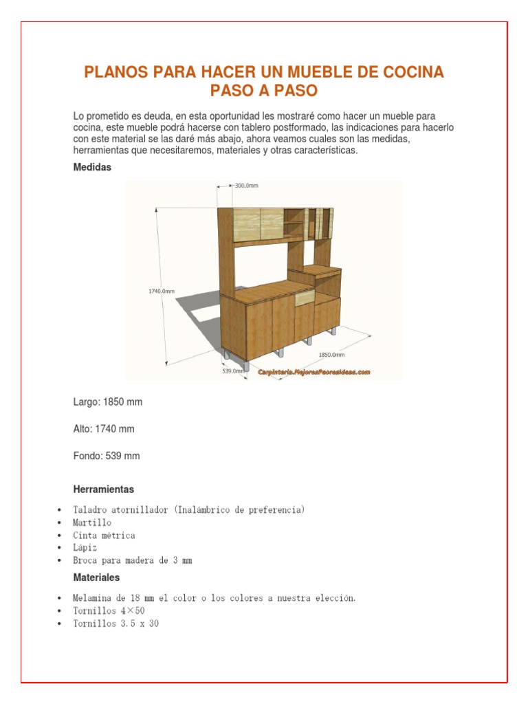 Planos para Hacer Un Mueble de Cocina Paso A Paso | PDF