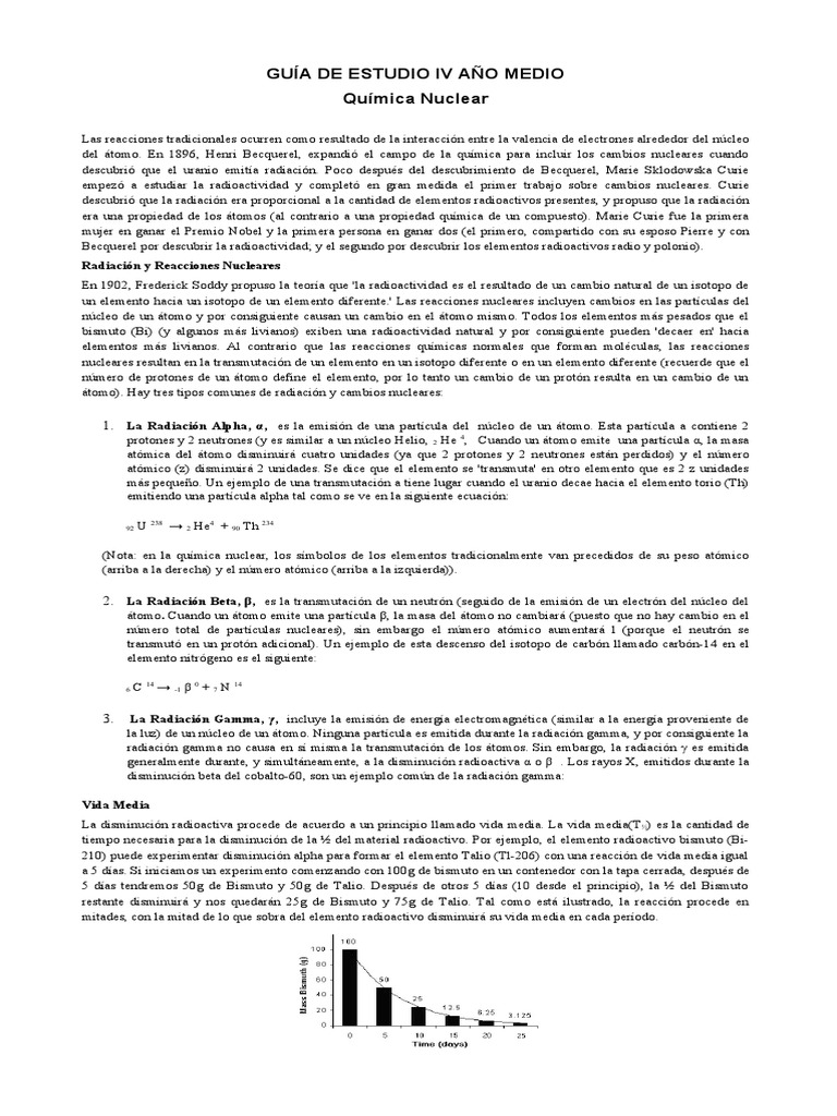 Teoria Quimica Nuclear | PDF | Desintegración radioactiva | La energía ...