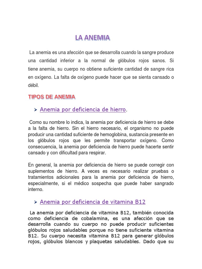 La Anemia | PDF | Anemia | Glóbulo rojo