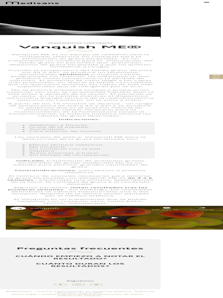 Vanquish ME® - Medisans - Centro Especializado en Medicina Estetica en Mallorca | PDF | Tejido ...