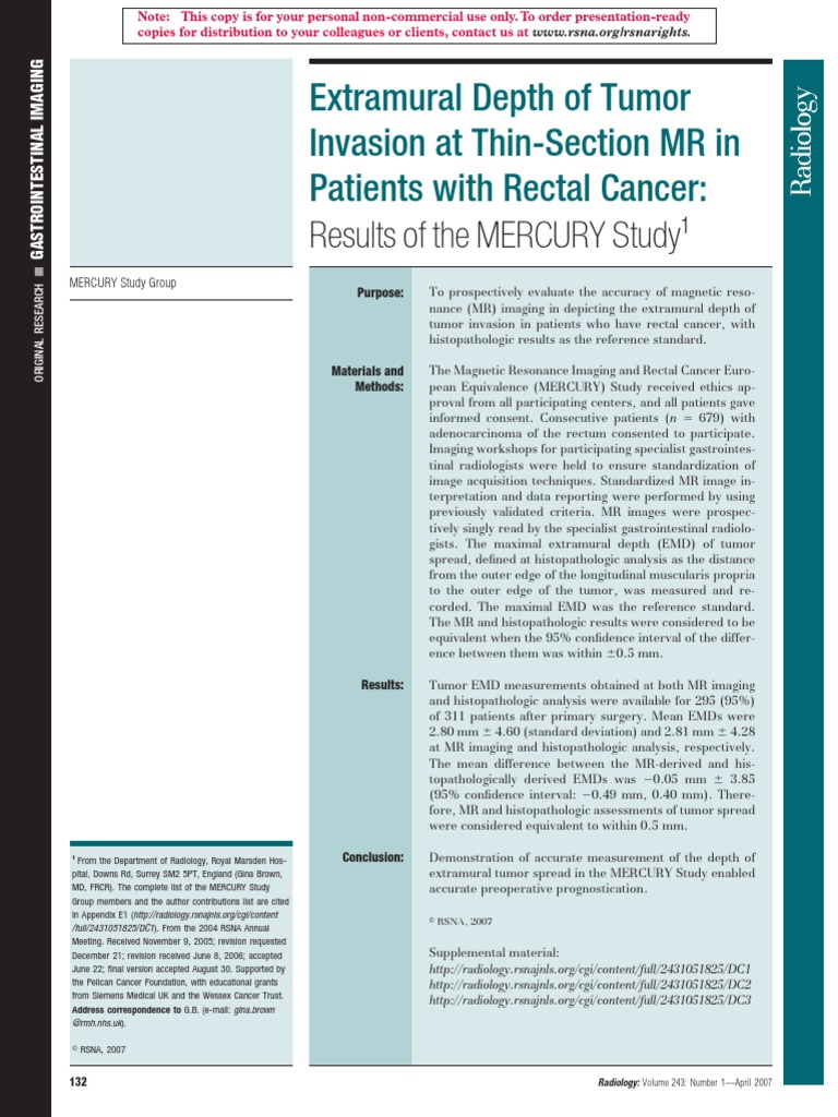 Mercury T3 Subclassification | PDF | Medical Imaging | Rectum