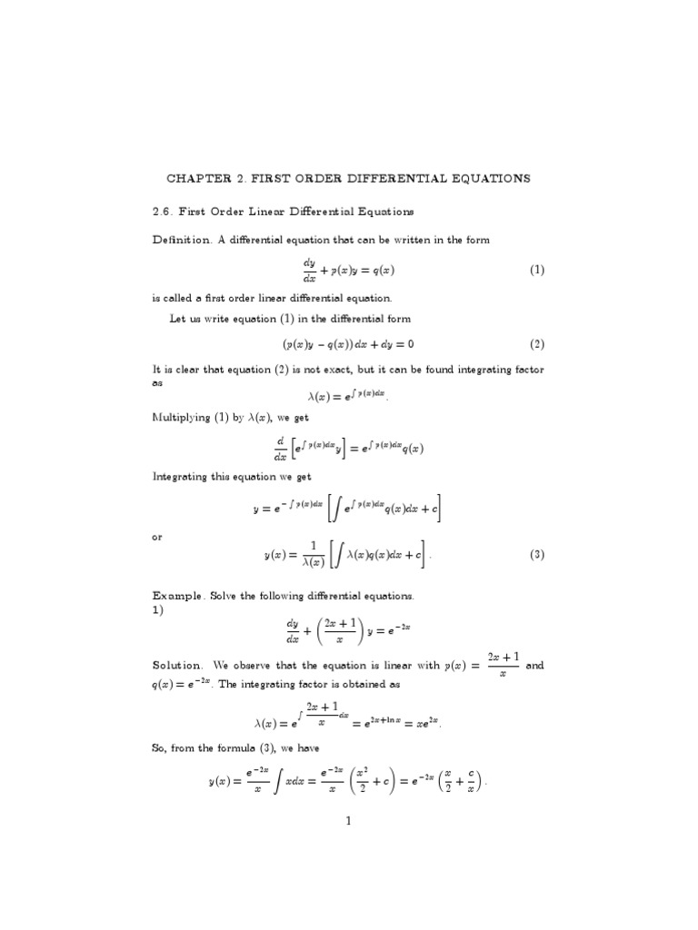 Linear Equations and Bernoulli Equations | PDF | Equations | Mathematical Objects
