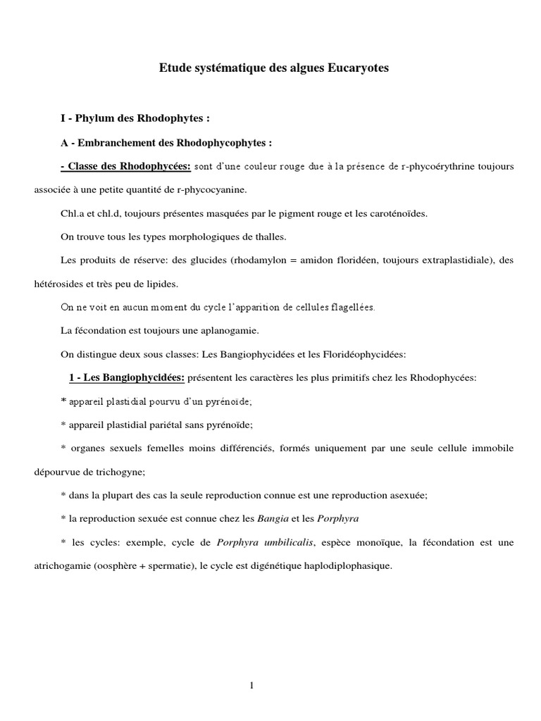 Étude des Rhodophycées et Pyrénoïdes | PDF | Biologie | Processus ...