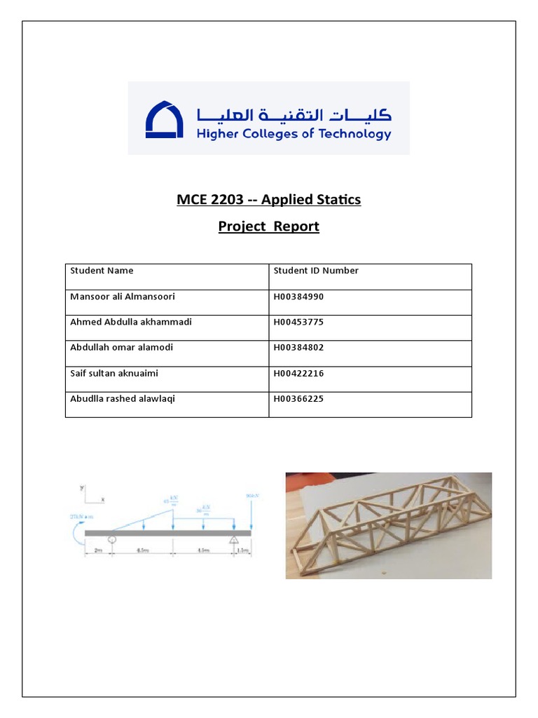 Project Report Statics | PDF | Truss | Beam (Structure)