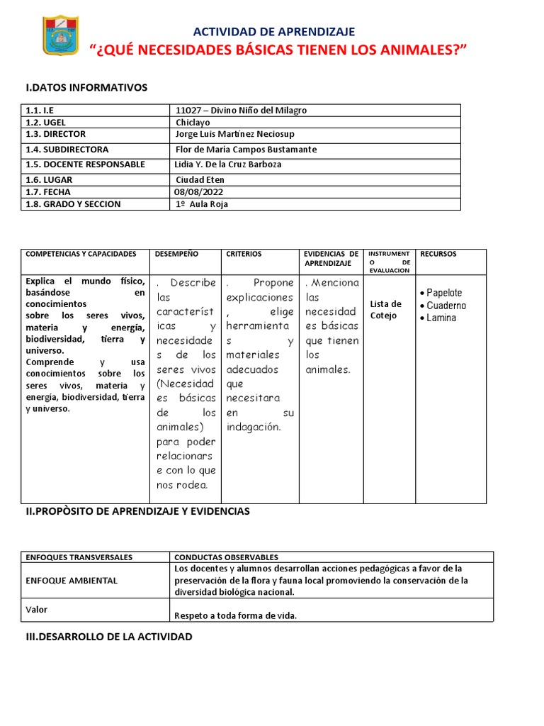 Sesion 12 Necesidades Basicas de Losc Animales | PDF | Biodiversidad ...