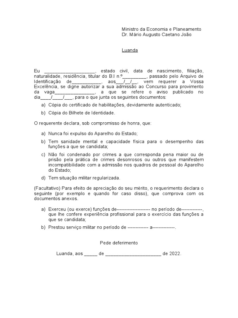 Requerimento para Concurso Público | PDF