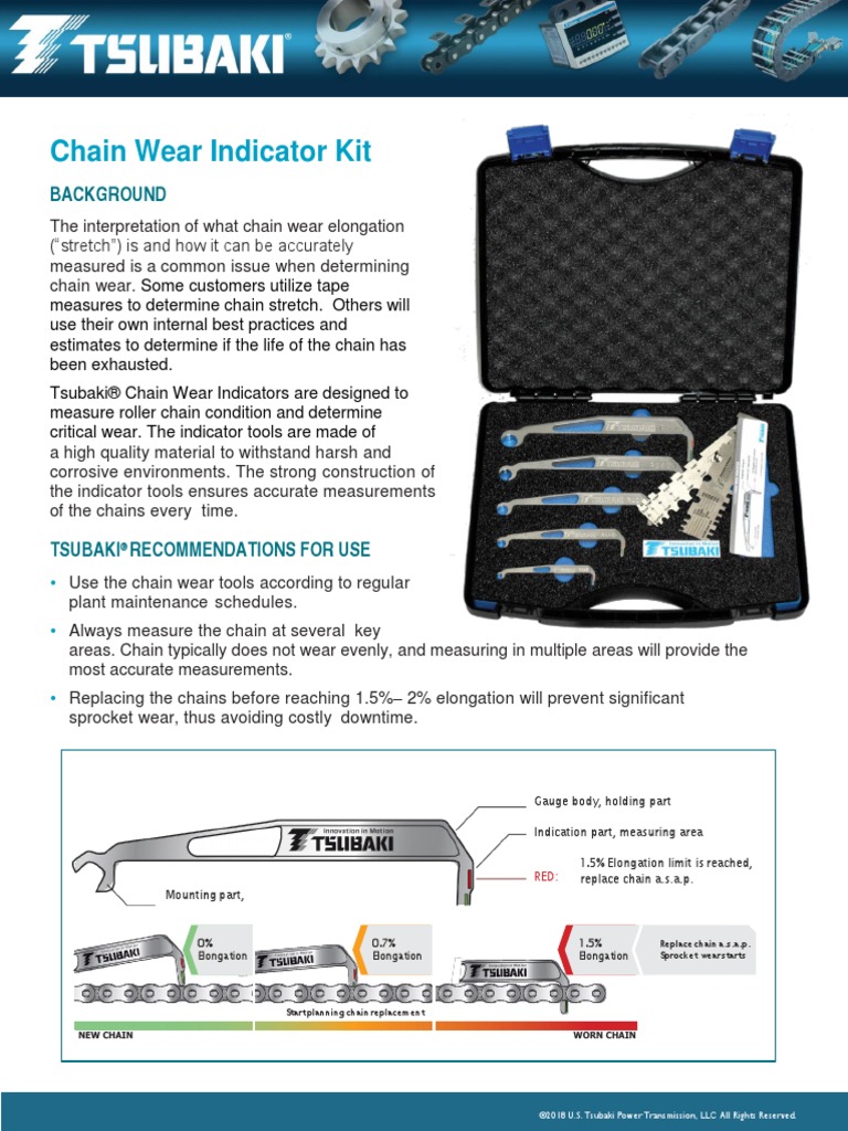 Tsubaki Chain Wear Indicator Kit | PDF | Mechanical Engineering ...