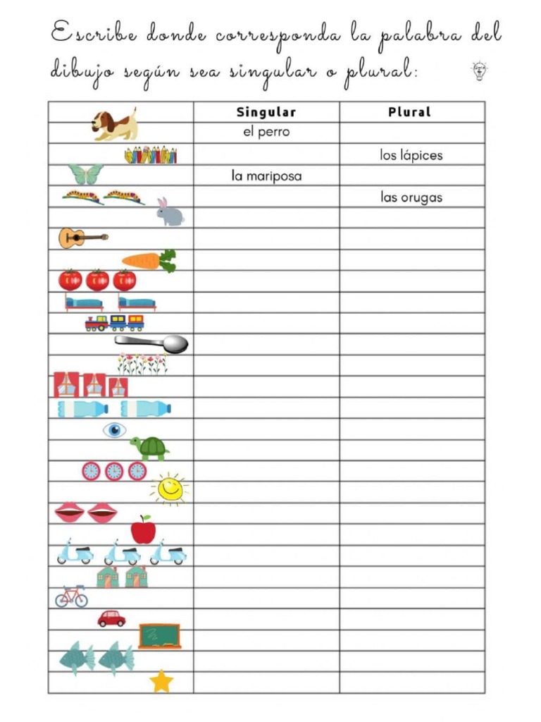 Singular y Plural Actividades para 2° | PDF