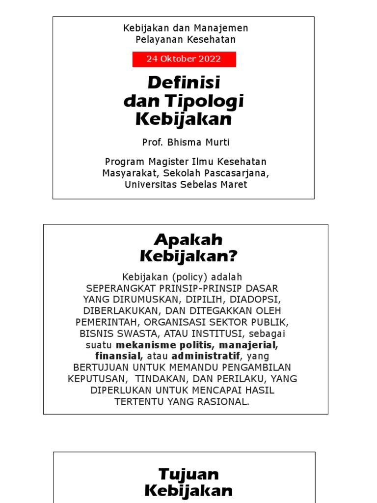 Tipologi Kebijakan Publik oleh Bhisma Murti | PDF | Pengembangan Diri