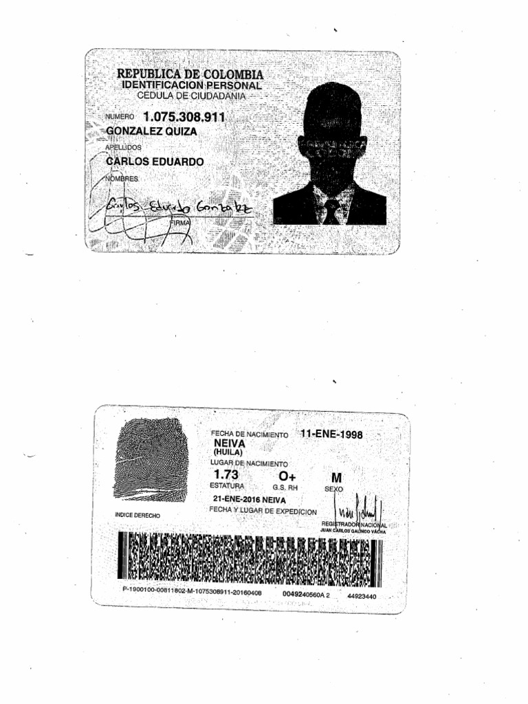 Cedula Carlos Eduardo Gonzalez | PDF